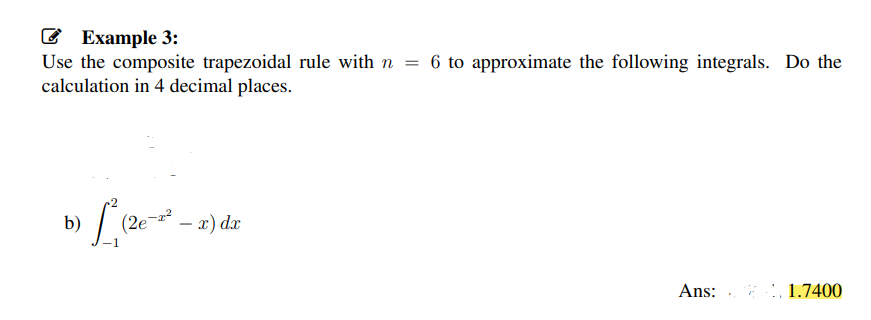 Solved @ Example 3: Use the composite trapezoidal rule with | Chegg.com