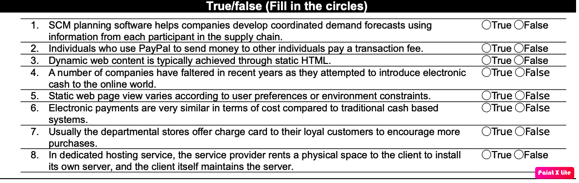 Solved True/false (Fill in the circles) | Chegg.com Solved True/false (Fill in the circles) | Chegg.com