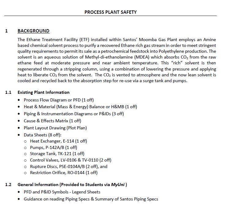 PROCESS PLANT SAFETY 1 BACKGROUND The Ethane | Chegg.com