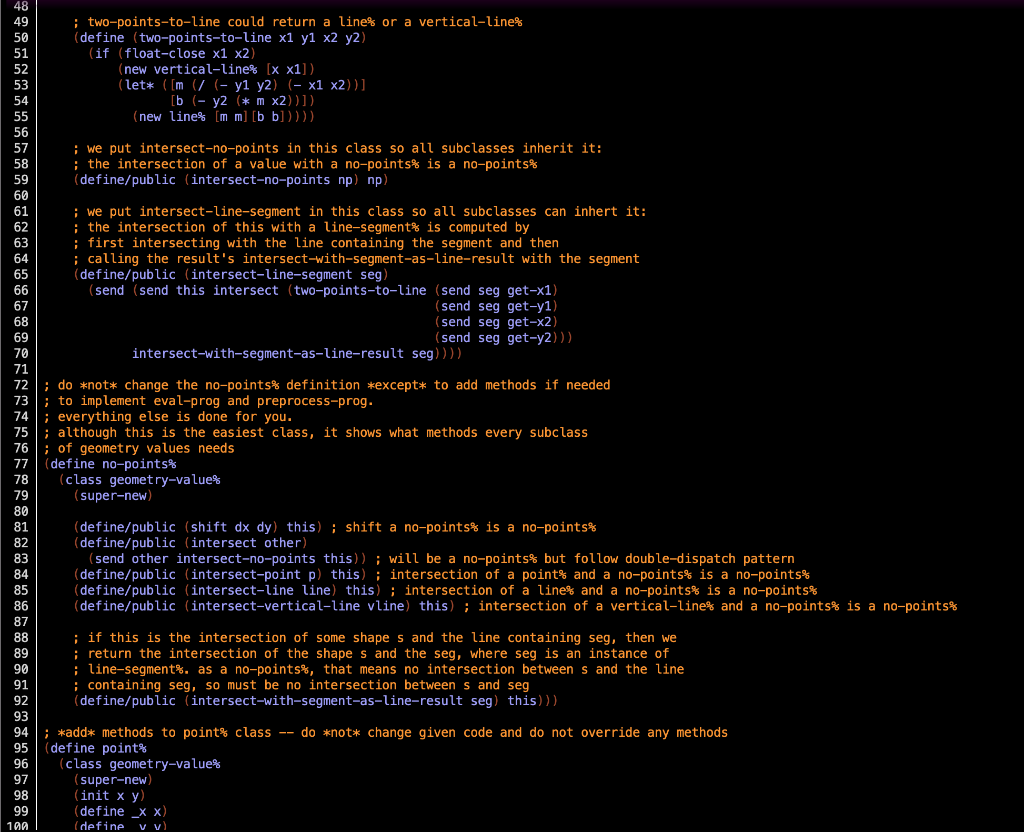 3. Complete the Racket implementation except for | Chegg.com