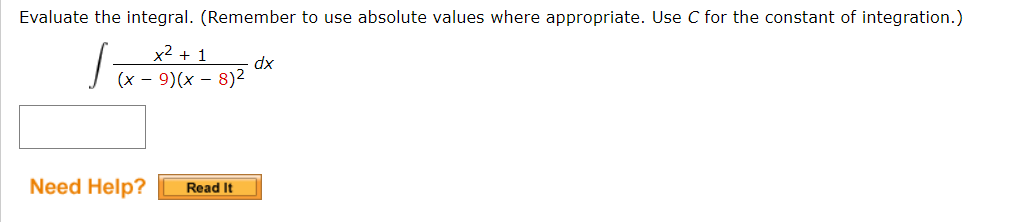 Solved Evaluate the integral. (Remember to use absolute | Chegg.com