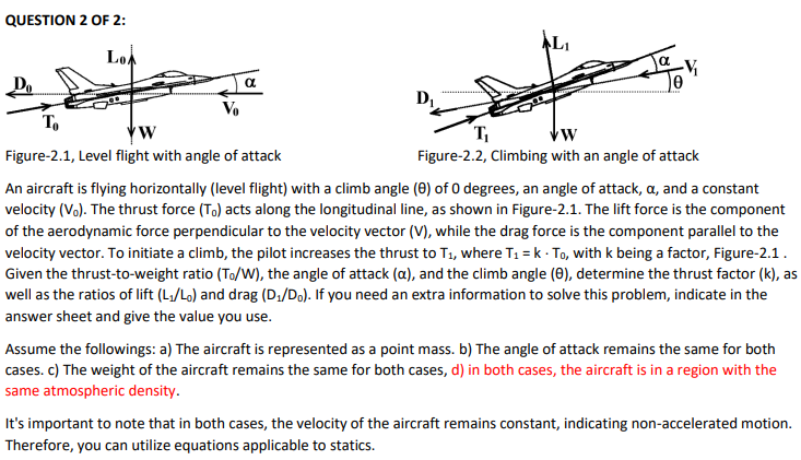 Solved QUESTION 2 OF 2: Figure-2.1, Level flight with angle | Chegg.com