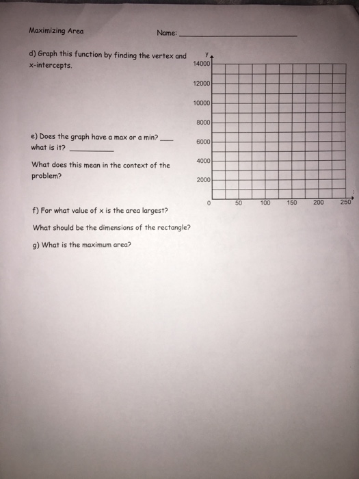 Solved Maximizing Area Interval Of Decrease Interval Of 3881