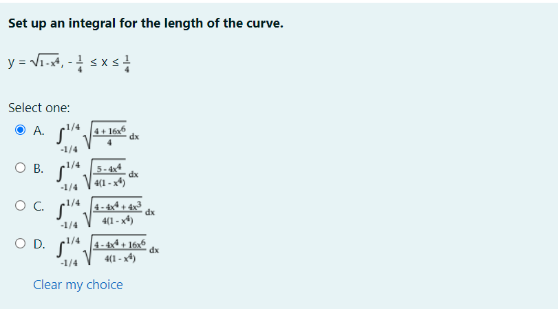 Solved Set up an integral for the length of the curve. | Chegg.com
