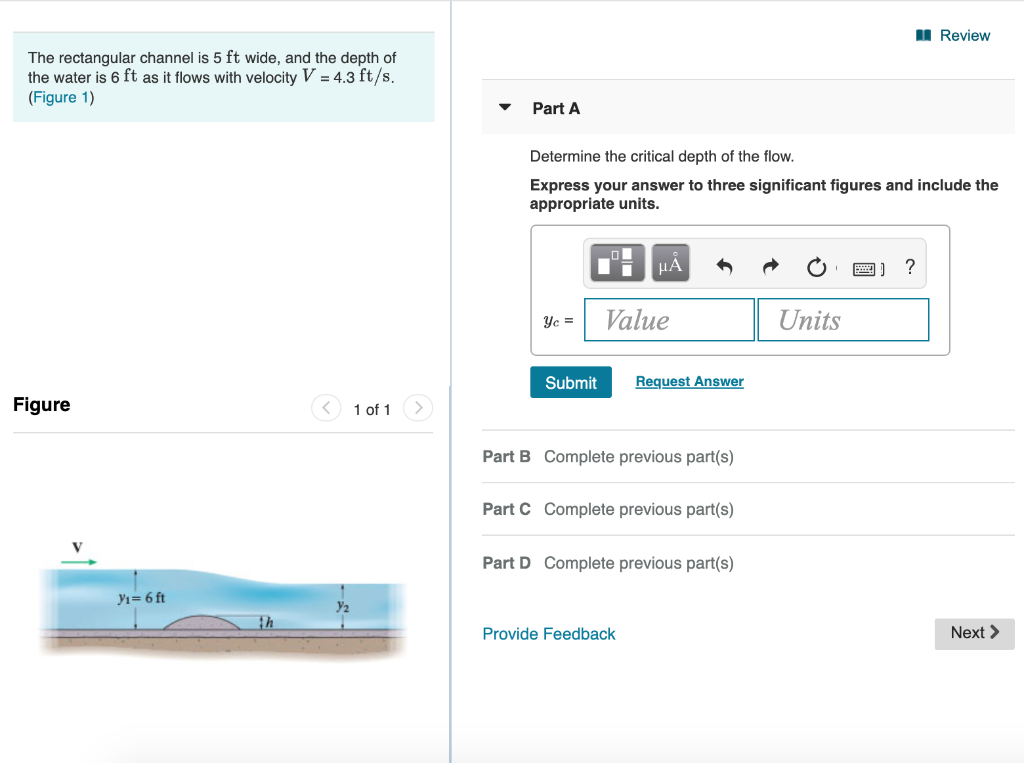 Solved Review The rectangular channel is 5 ft wide, and the | Chegg.com