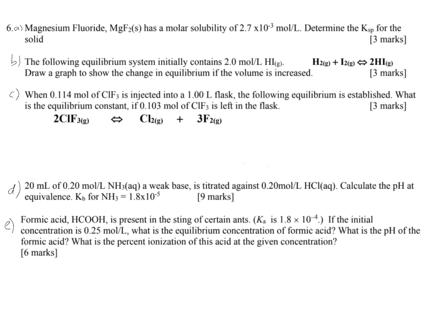 Solved 6.a) Magnesium Fluoride, MgF2(s) has a molar | Chegg.com