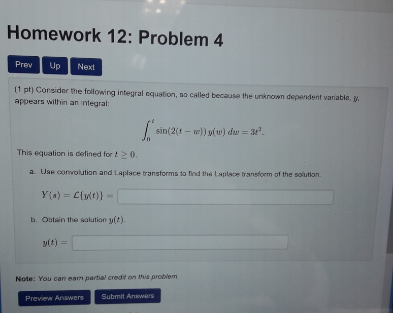Solved Homework 12: Problem 4 Prev Up Next alled because the | Chegg.com