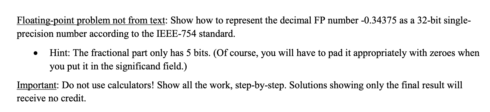 Solved Floating-point problem not from text: Show how to | Chegg.com