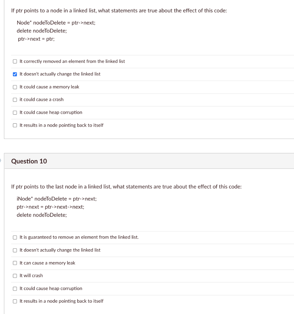 Solved 9)If ptr points to a node in a linked list, what | Chegg.com