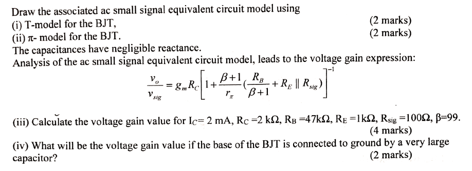 Solved Draw the associated ac small signal equivalent | Chegg.com