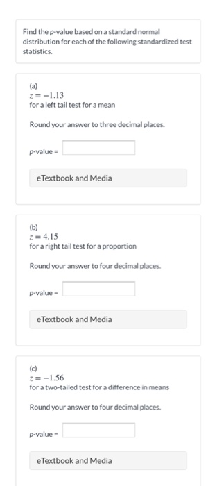 Solved Find the p-value based on a standard normal | Chegg.com