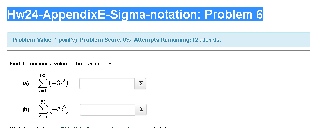 Solved Hw24-AppendixE-Sigma-notation: Problem 6 Problem | Chegg.com