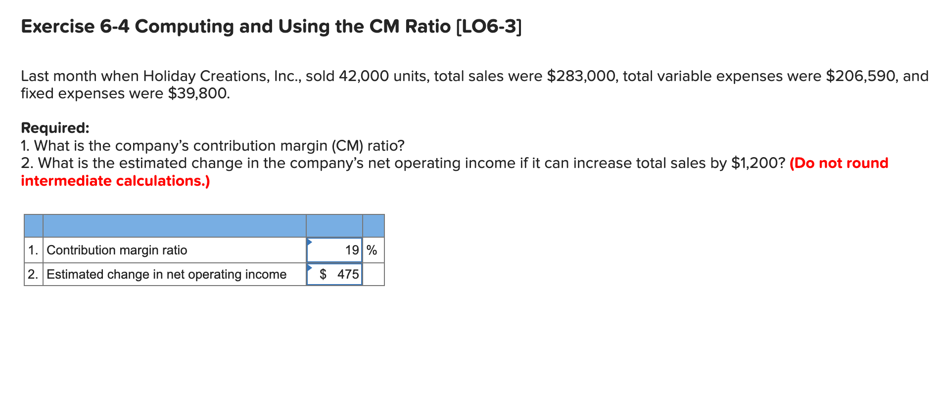 Solved Exercise 6-4 Computing and Using the CM Ratio [LO6-3] | Chegg.com