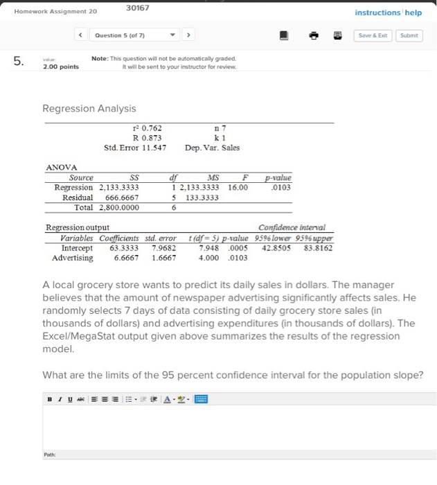 Solved 30167 Homework Assignment 20 instructions help | Chegg.com