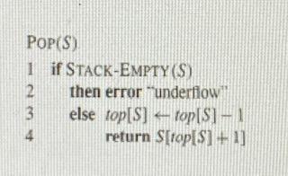 Solved STACK-EMPTY(S) 1 if top[S] =0 2 then return TRUE 3 | Chegg.com
