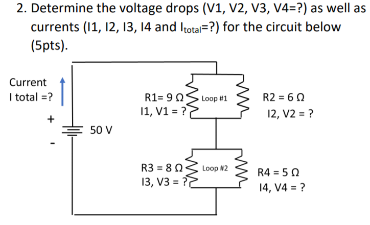 Solved 2. Determine the voltage drops (V1, V2, V3, V4-?) as | Chegg.com