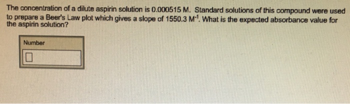 Solved The concentration of a dilute aspirin solution is | Chegg.com