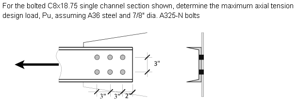 Solved For the bolted C8x18.75 single channel section shown, | Chegg.com