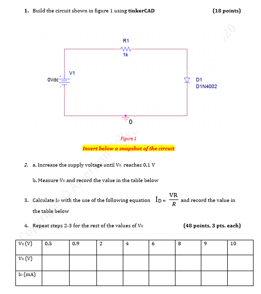 Solved 1. Build the circuit shown in figure 1 using | Chegg.com