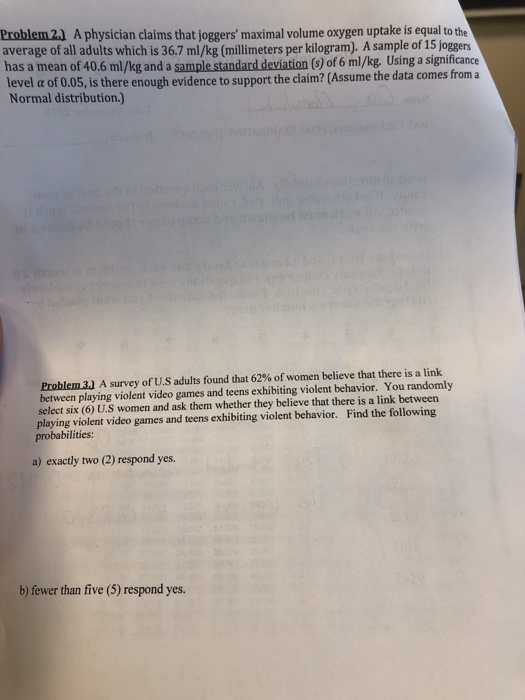 Solved Problem 2) A physician claims that joggers' maximal | Chegg.com