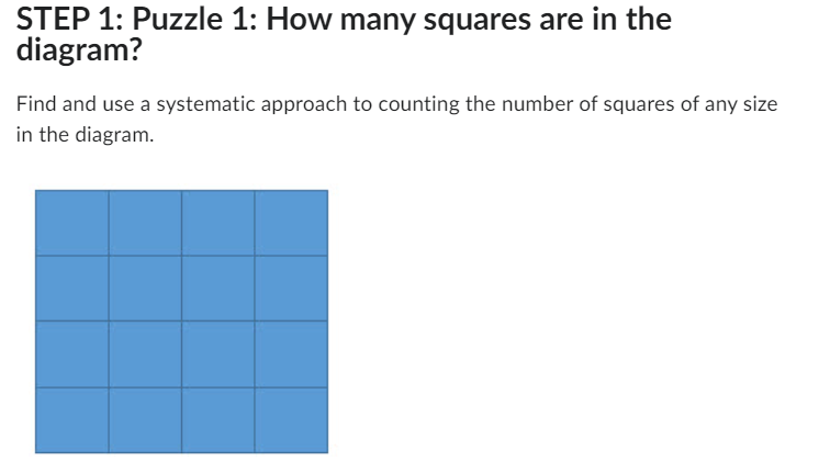Solved STEP 1: Puzzle 1: How many squares are in the | Chegg.com