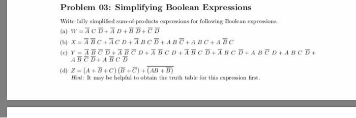 Solved Problem 03 Simplifying Boolean Expressions Write