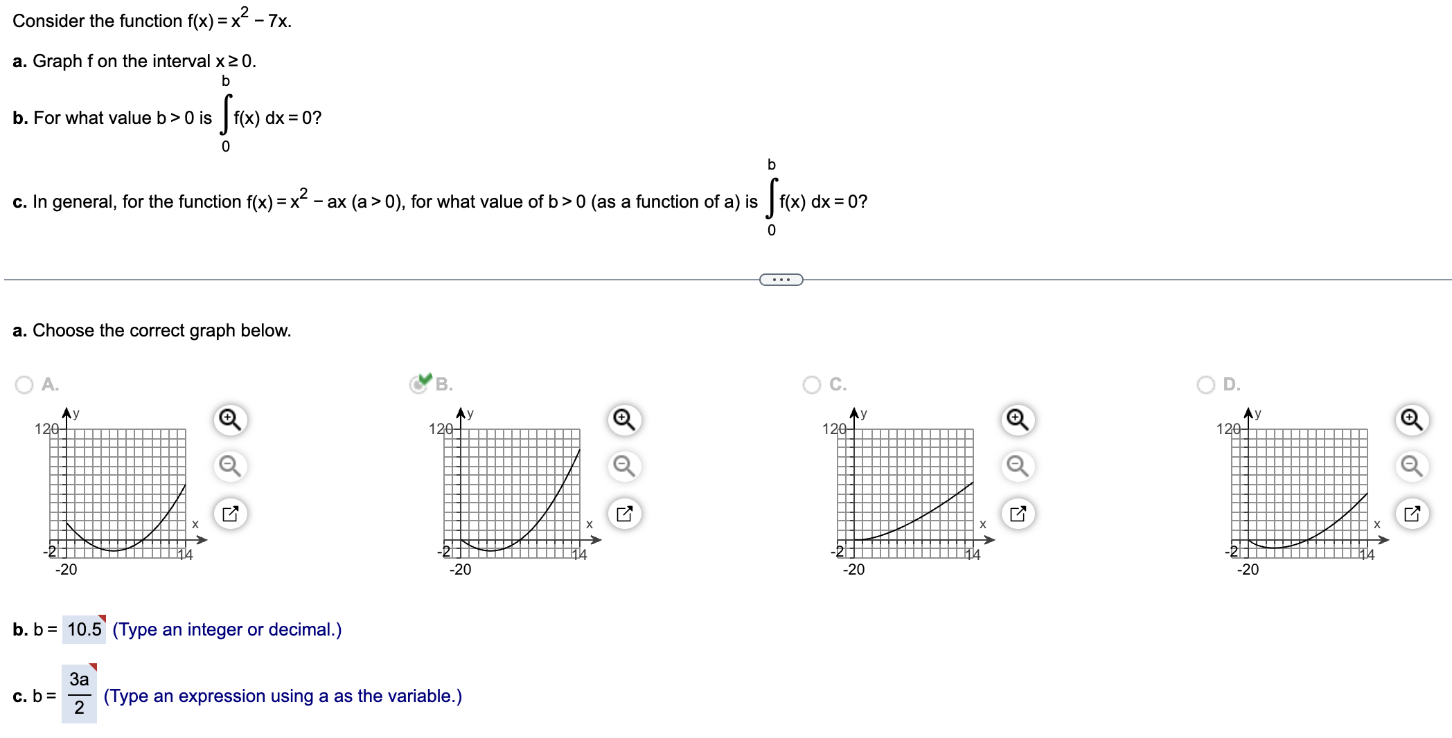 Solved Consider the function f(x)=x2−7x a. Graph f on the | Chegg.com