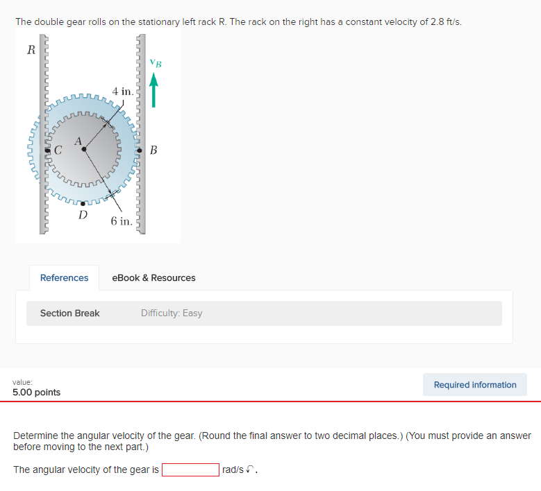 Solved The double gear rolls on the stationary left rack R. | Chegg.com