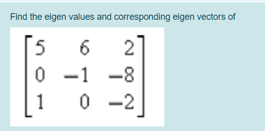 Solved Find the eigen values and corresponding eigen vectors | Chegg.com