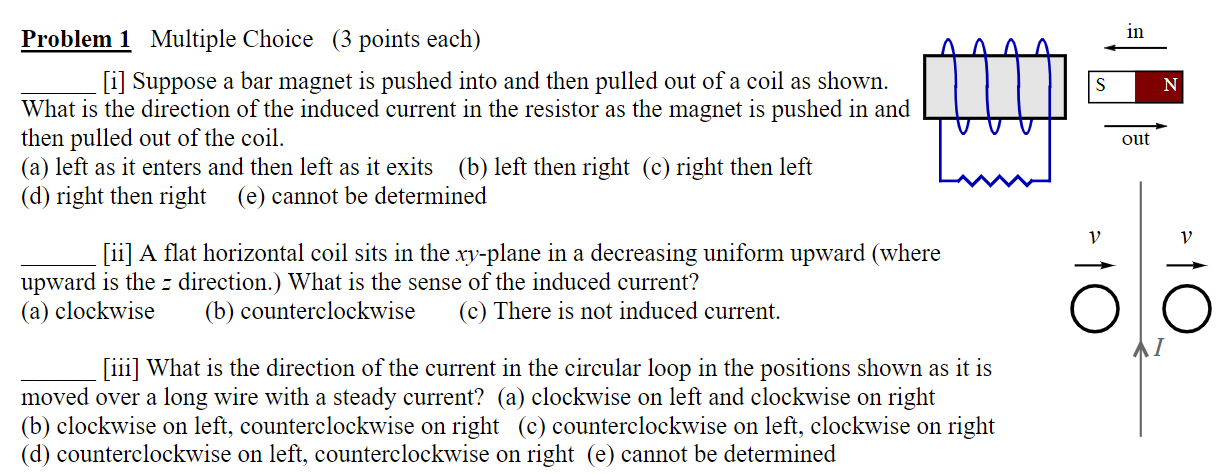 Solved in S N Problem 1 Multiple Choice (3 points each) [i] | Chegg.com