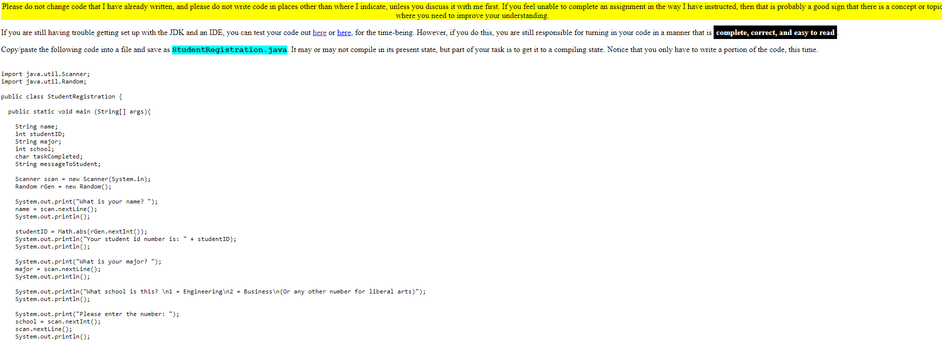 Solved Java question instruction: follow the directions in | Chegg.com