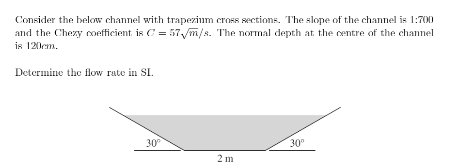 Solved Consider the below channel with trapezium cross | Chegg.com