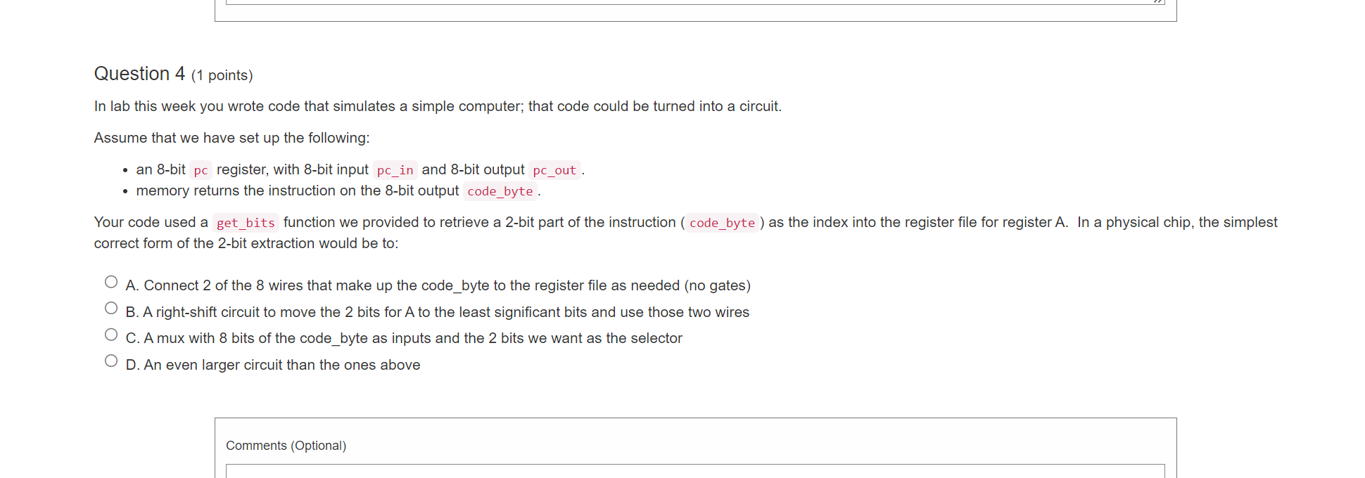 Solved Question 4 (1 points) In lab this week you wrote code | Chegg.com