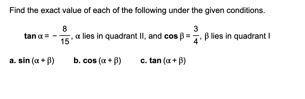 Solved Find the exact value of each of the following under | Chegg.com