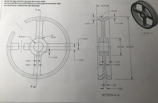 Solved DRAW THE TWO MISSING SECTION REVOLVED VIEWS THE | Chegg.com