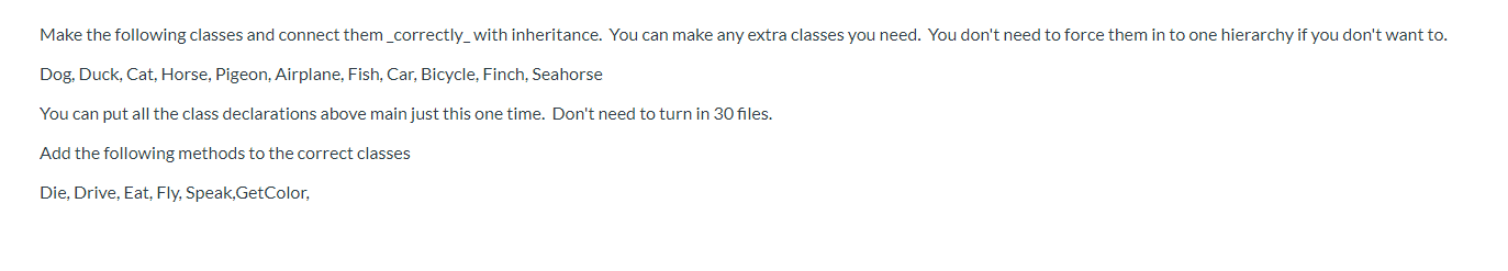 Solved Make the following classes and connect them_correctly | Chegg.com