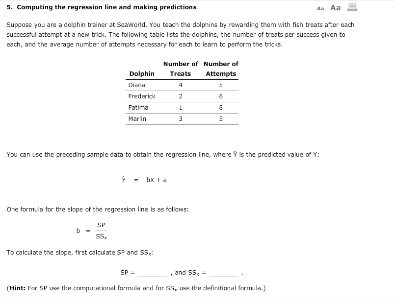 Solved 5. Computing the regression line and making | Chegg.com