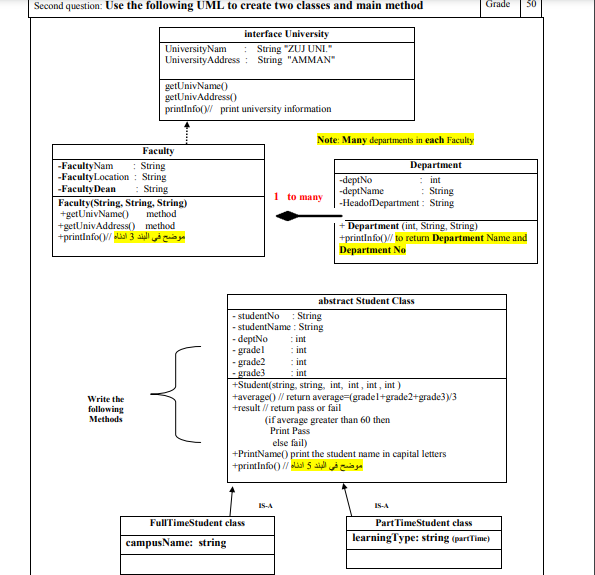 Solved Second Question Use The Following Uml To Create Two 1296