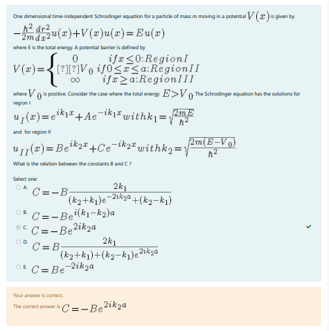 Solved One dimensional time-independent Schrodinger equation | Chegg.com