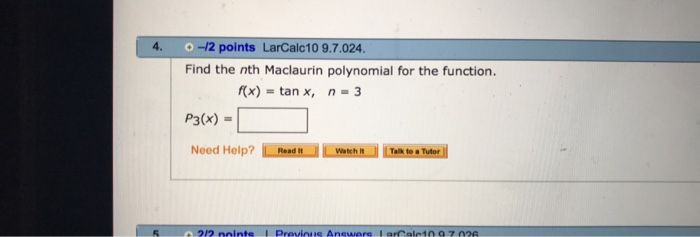 Solved Find the nth Maclaurin polynomial for the function. | Chegg.com