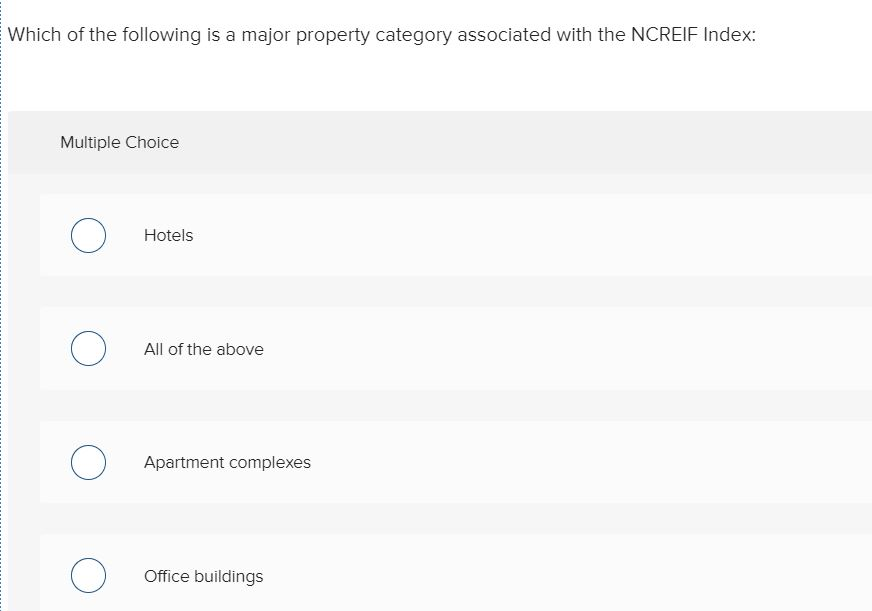 Solved Which of the following is a major property category | Chegg.com