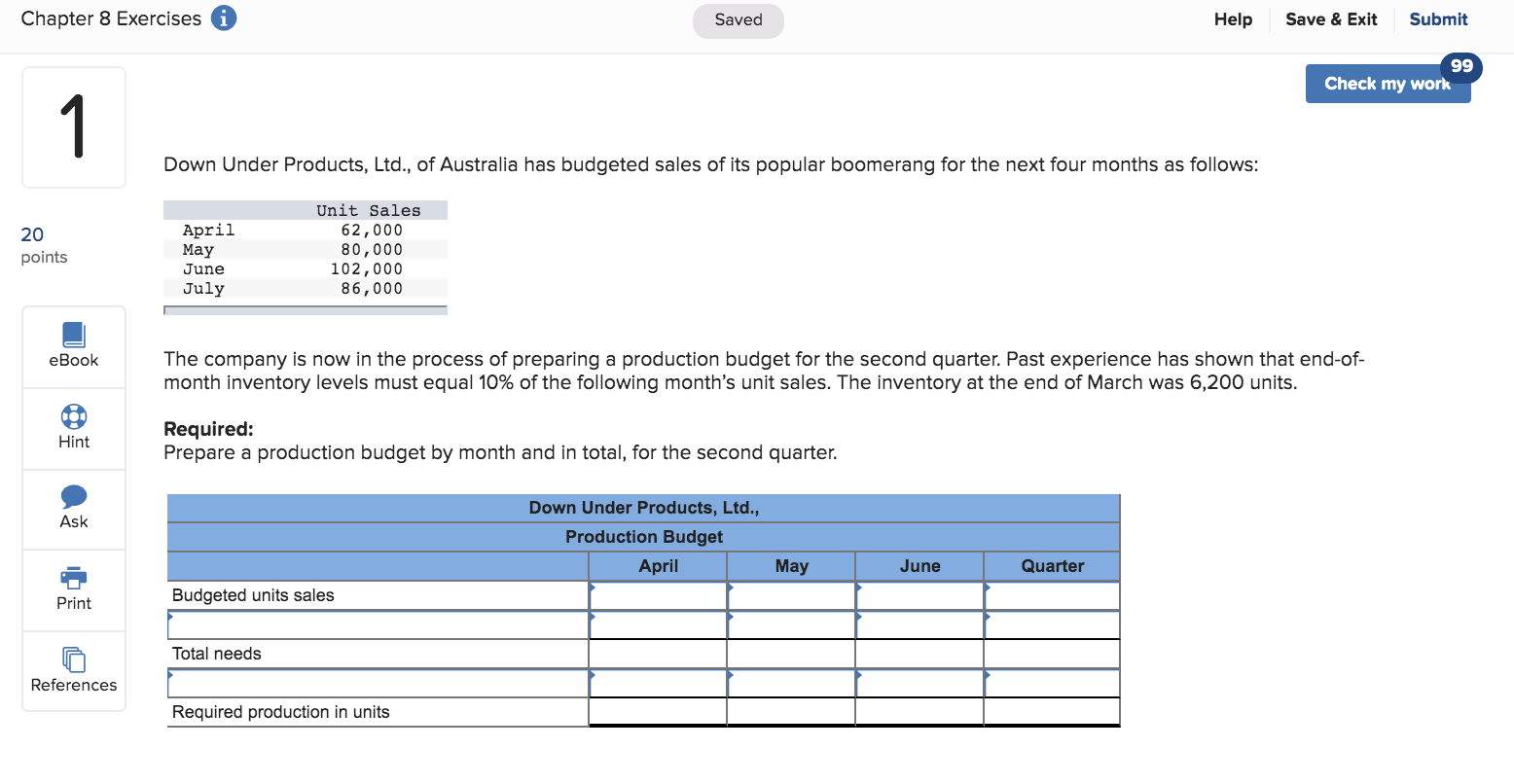 Solved Chapter 8 Exercises i Saved Help Save & Exit Submit | Chegg.com