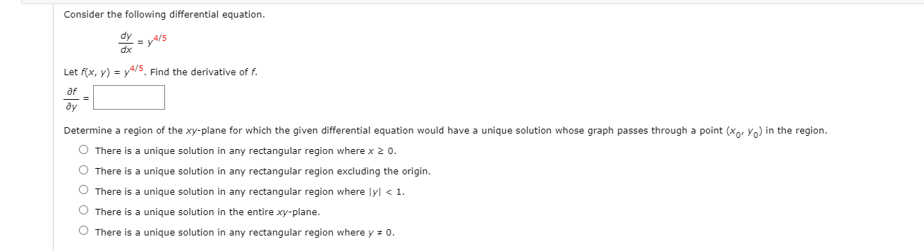 Solved Consider the following differential equation. dy dx = | Chegg.com