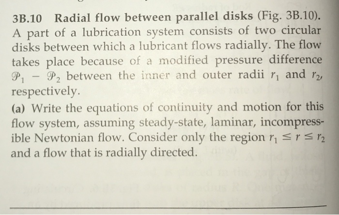 Solved 3b10 Radial Flow Between Parallel Disks Fig 