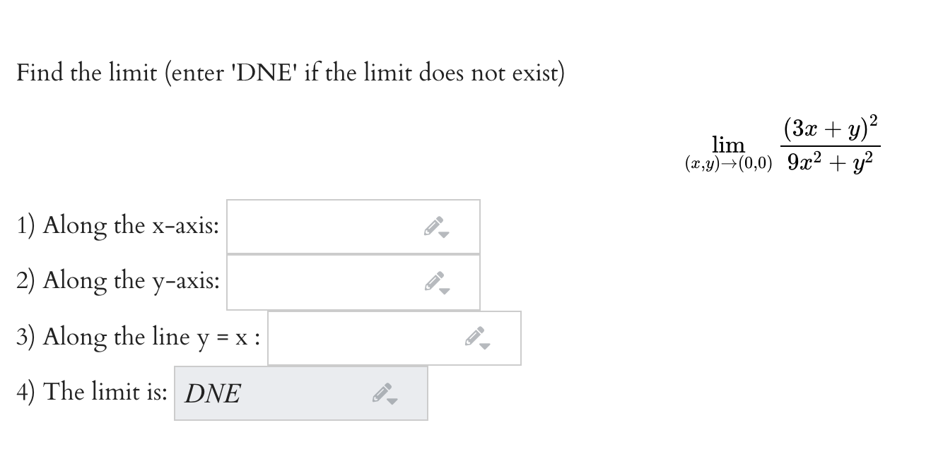Solved Find the limit (enter 'DNE' if the limit does not | Chegg.com