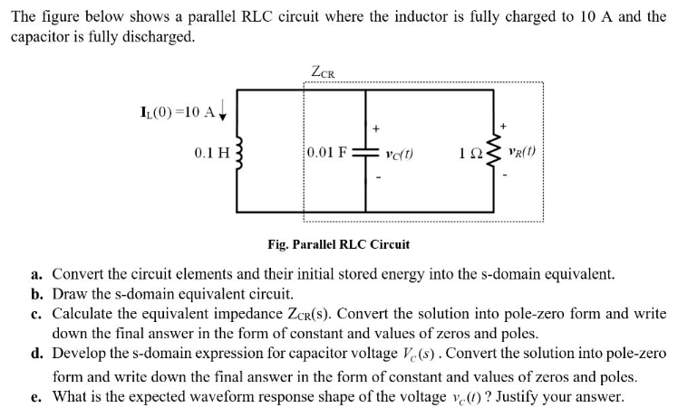 Solved The figure below shows a parallel RLC circuit where | Chegg.com
