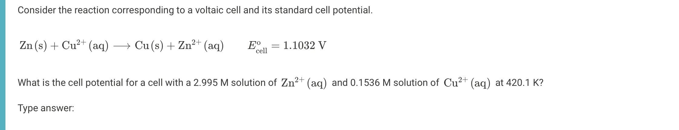 Solved Consider the reaction corresponding to a voltaic cell | Chegg.com Solved Consider the reaction corresponding to a voltaic cell | Chegg.com