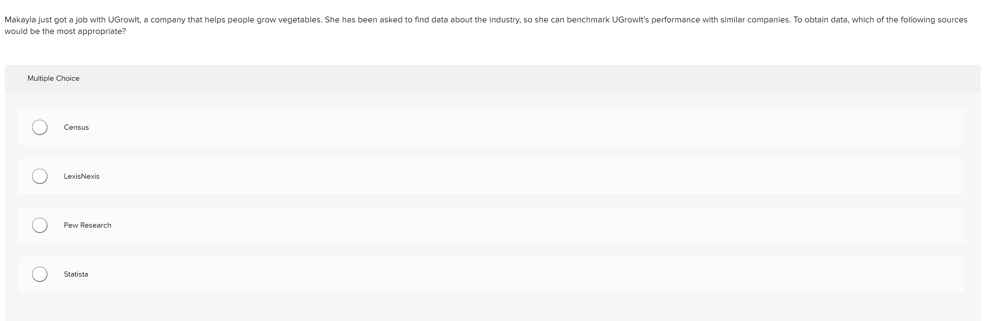 Solved would be the most appropriate? Multiple Choice Census | Chegg.com