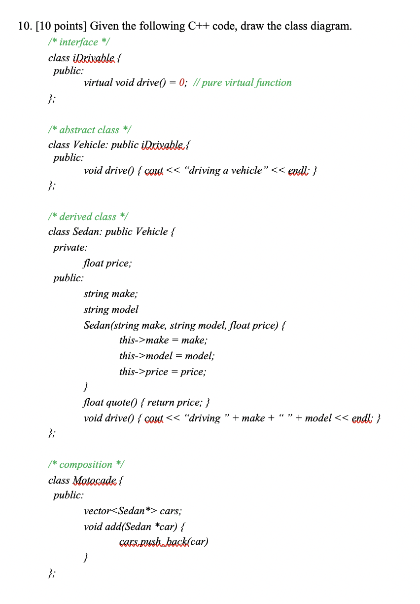 Solved 10. [10 points] Given the following C++ code, draw | Chegg.com