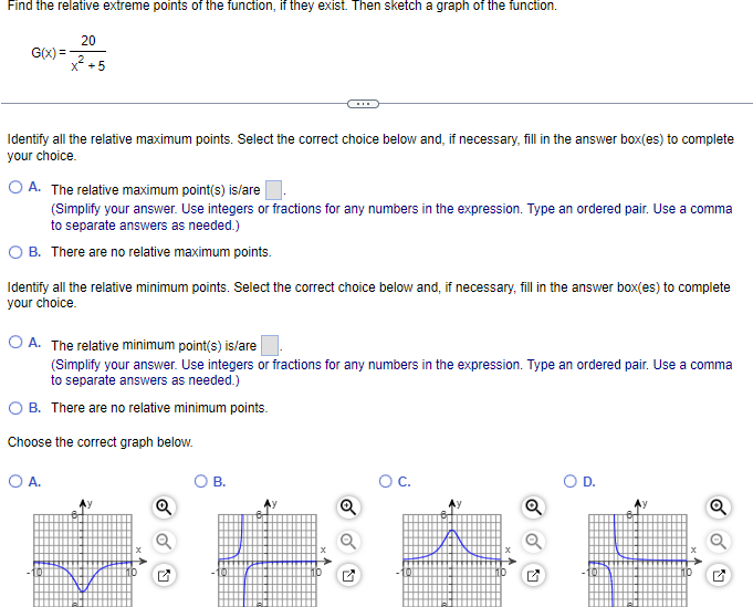 Solved G(x)=x2+520 Identify all the relative maximum points. | Chegg.com